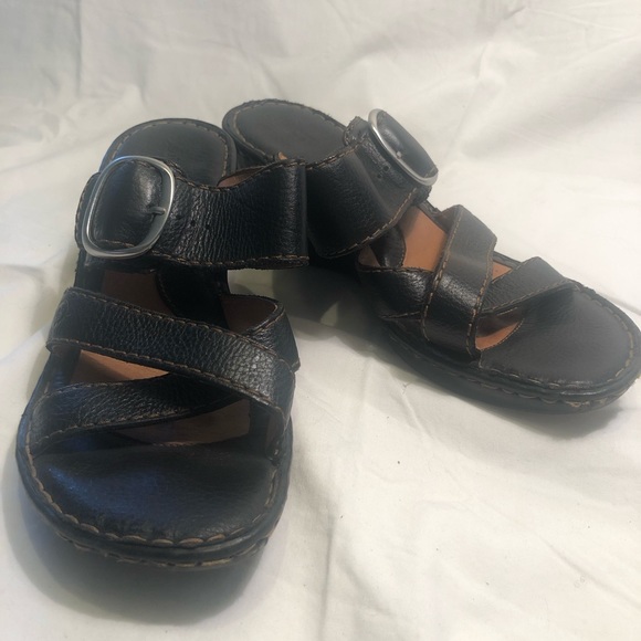 Born | Shoes | Born Strappy Slip On Wedgesandal In Black | Poshmark